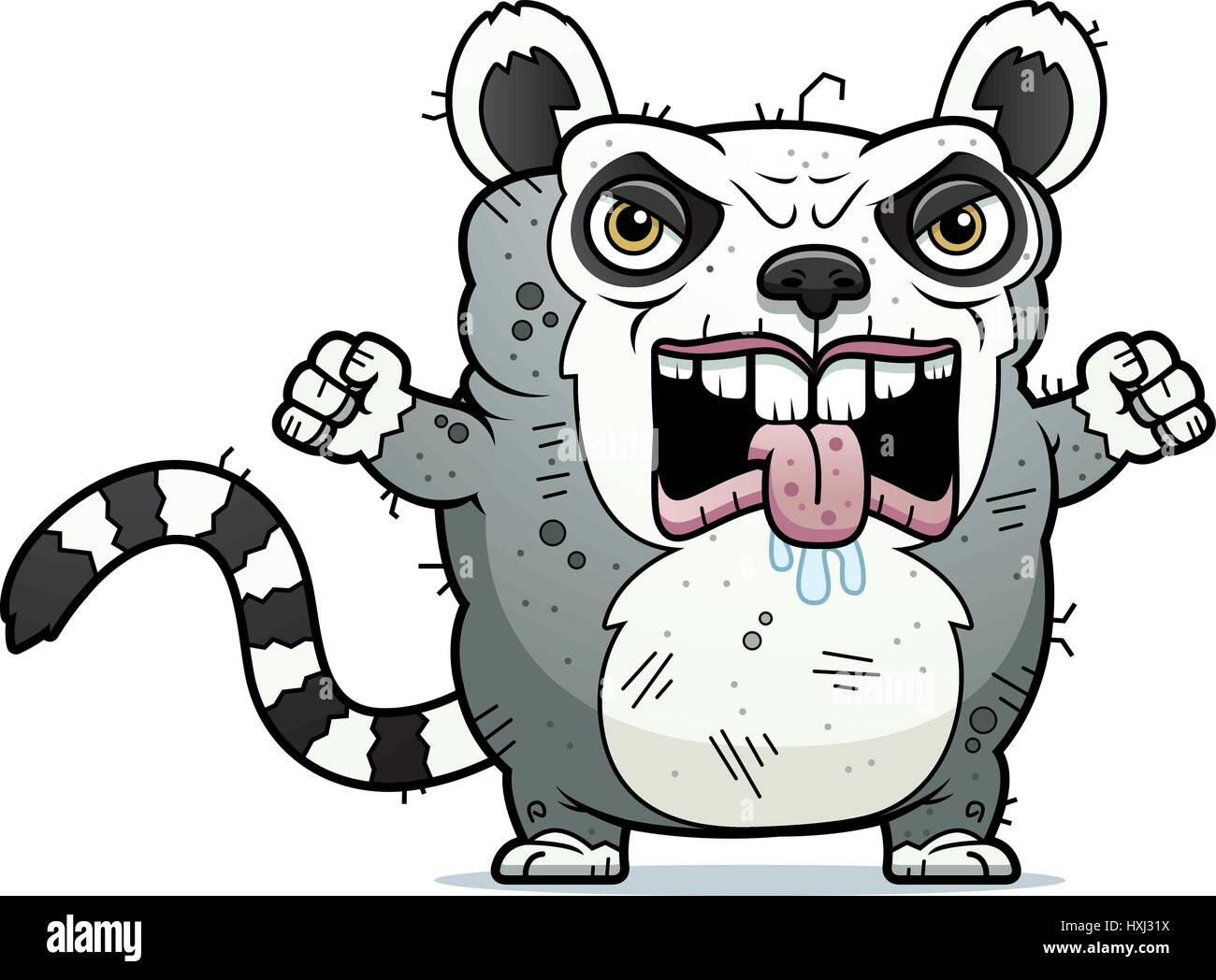 A cartoon illustration of an ugly lemur looking angry Stock Vector ...