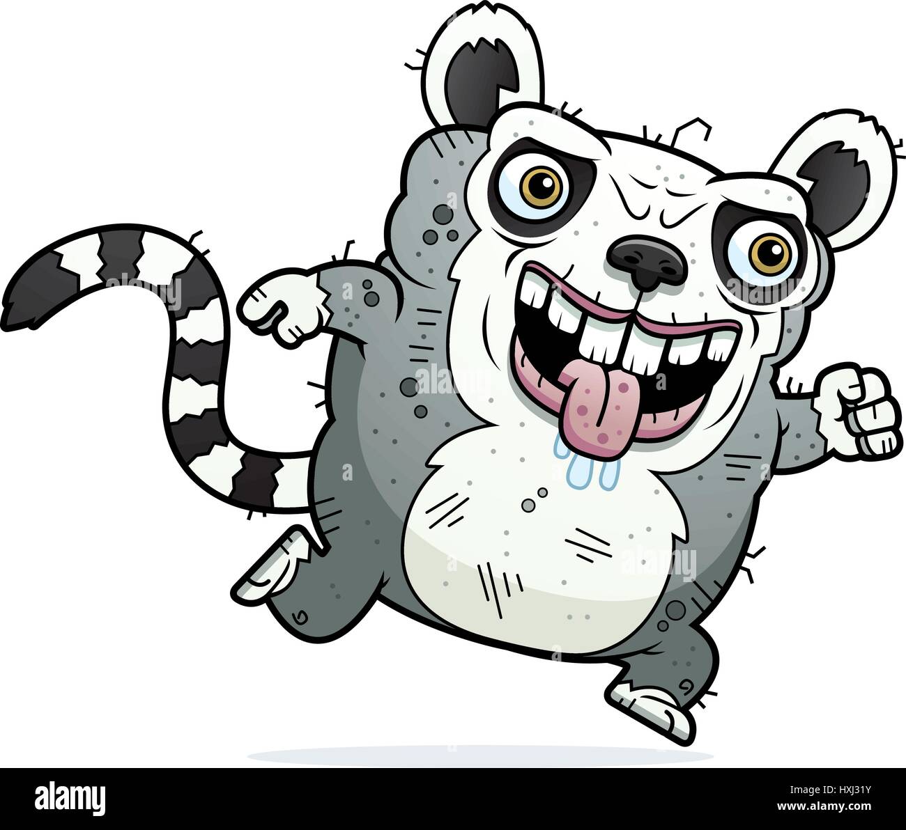 A cartoon illustration of an ugly lemur running Stock Vector Image ...