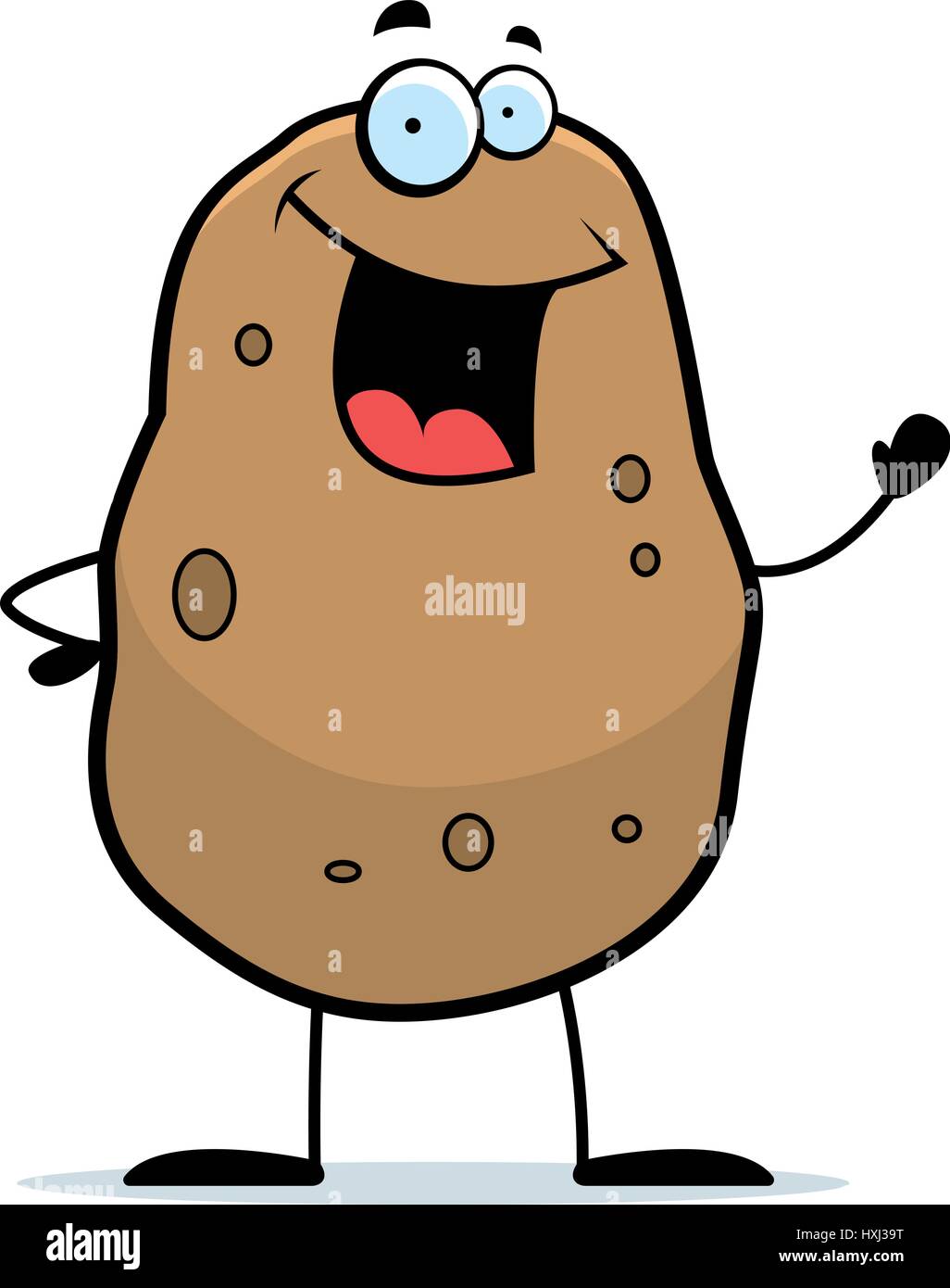 A cartoon illustration of a potato waving and smiling Stock Vector ...