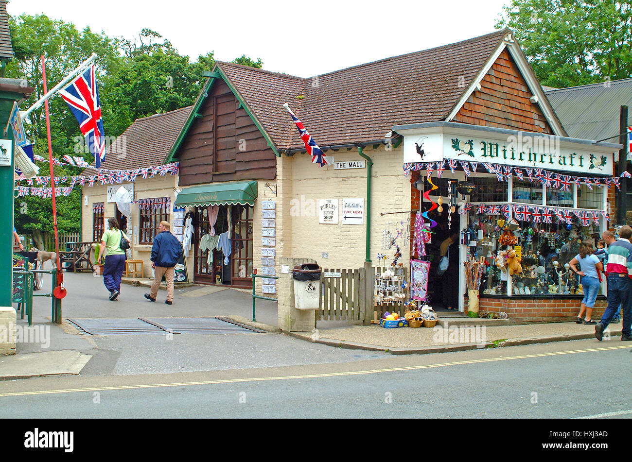 Shops in the village of Burley in the New Forest, Hampshire, England ...