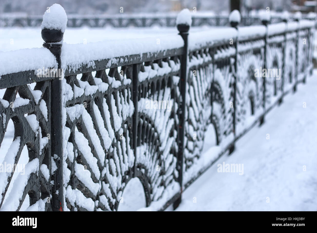 Snow Covered Wrought Iron Fence High Resolution Stock Photography and ...