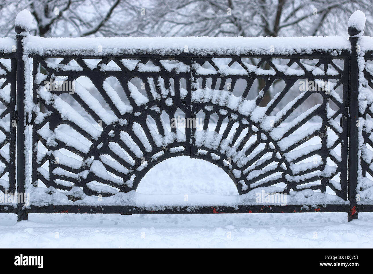 winter wrought fence gates Stock Photo - Alamy