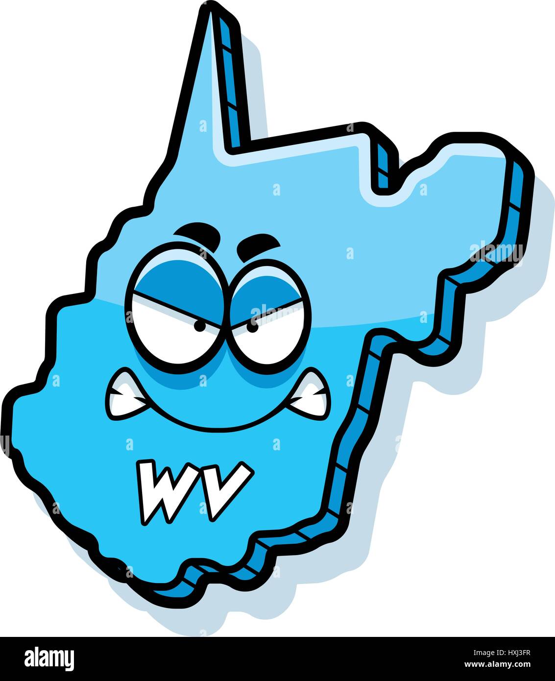 A cartoon illustration of the state of West Virginia looking angry ...