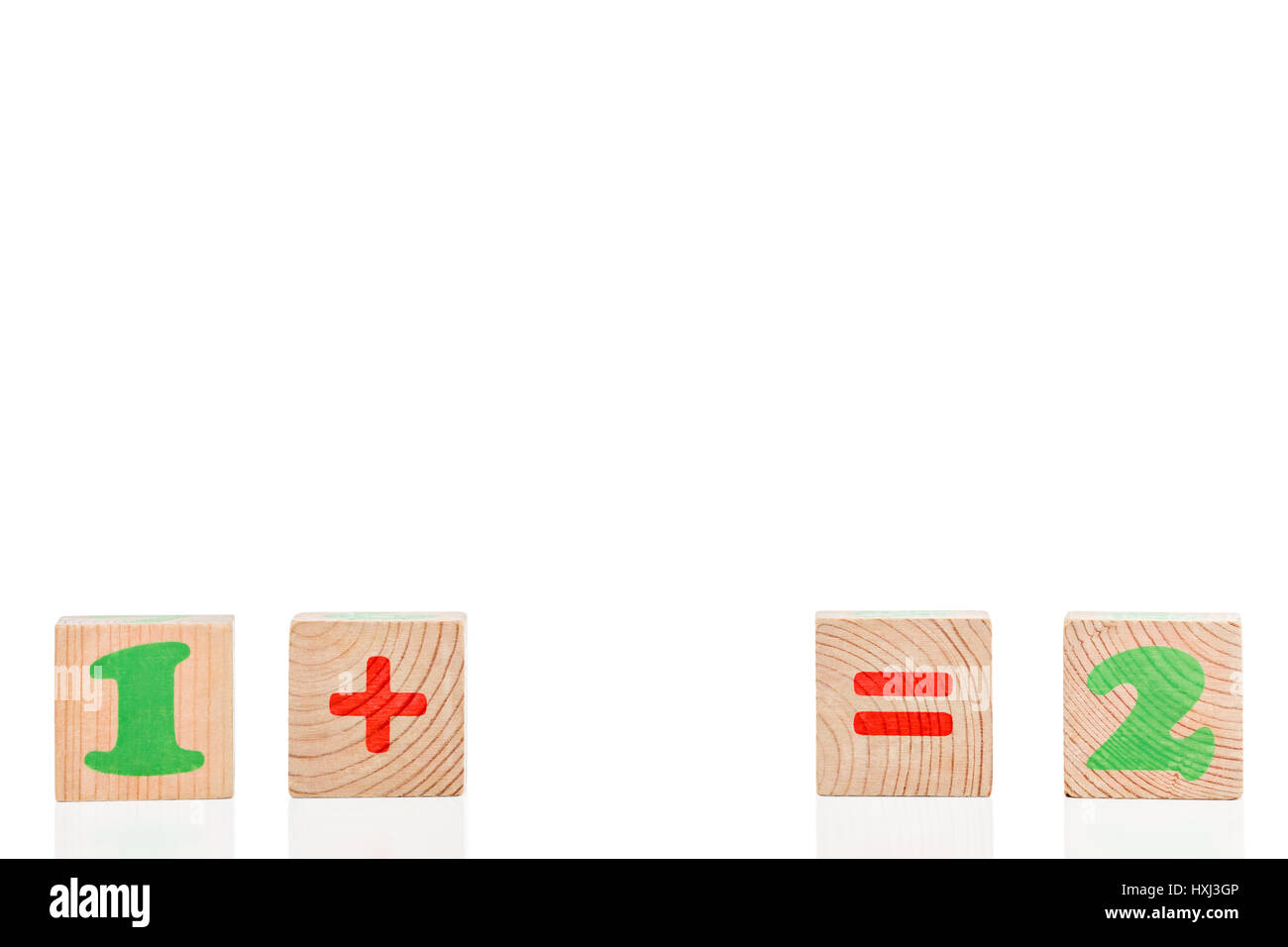 Simple mathematical example of wooden cubes isolated on white ...