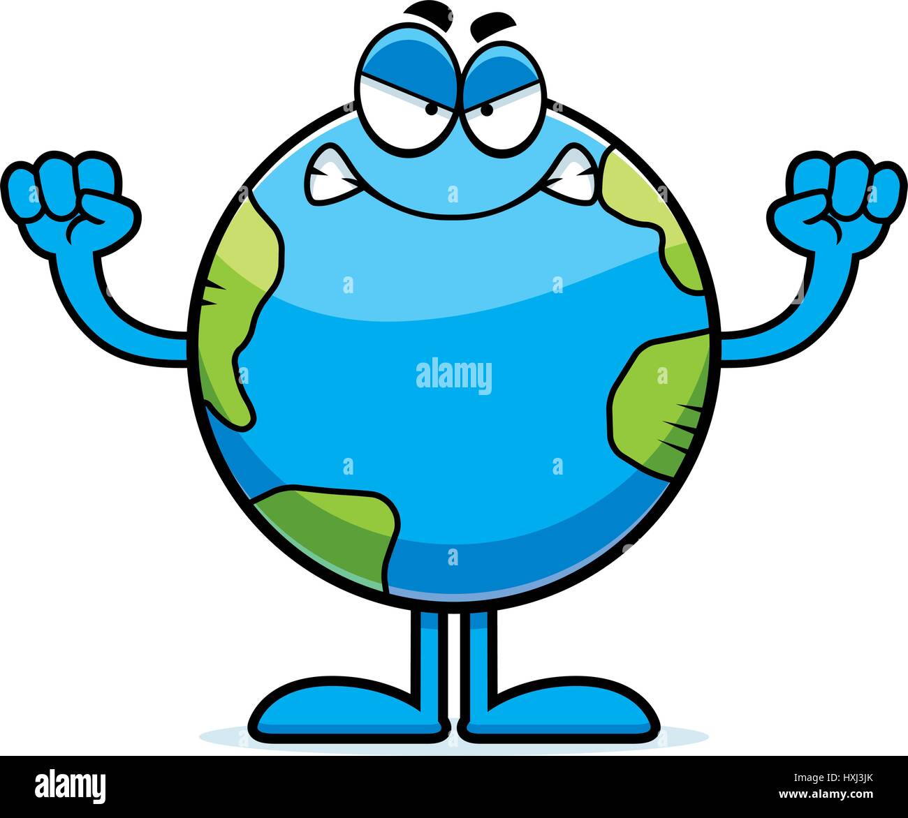 A cartoon illustration of the planet Earth looking angry Stock Vector ...
