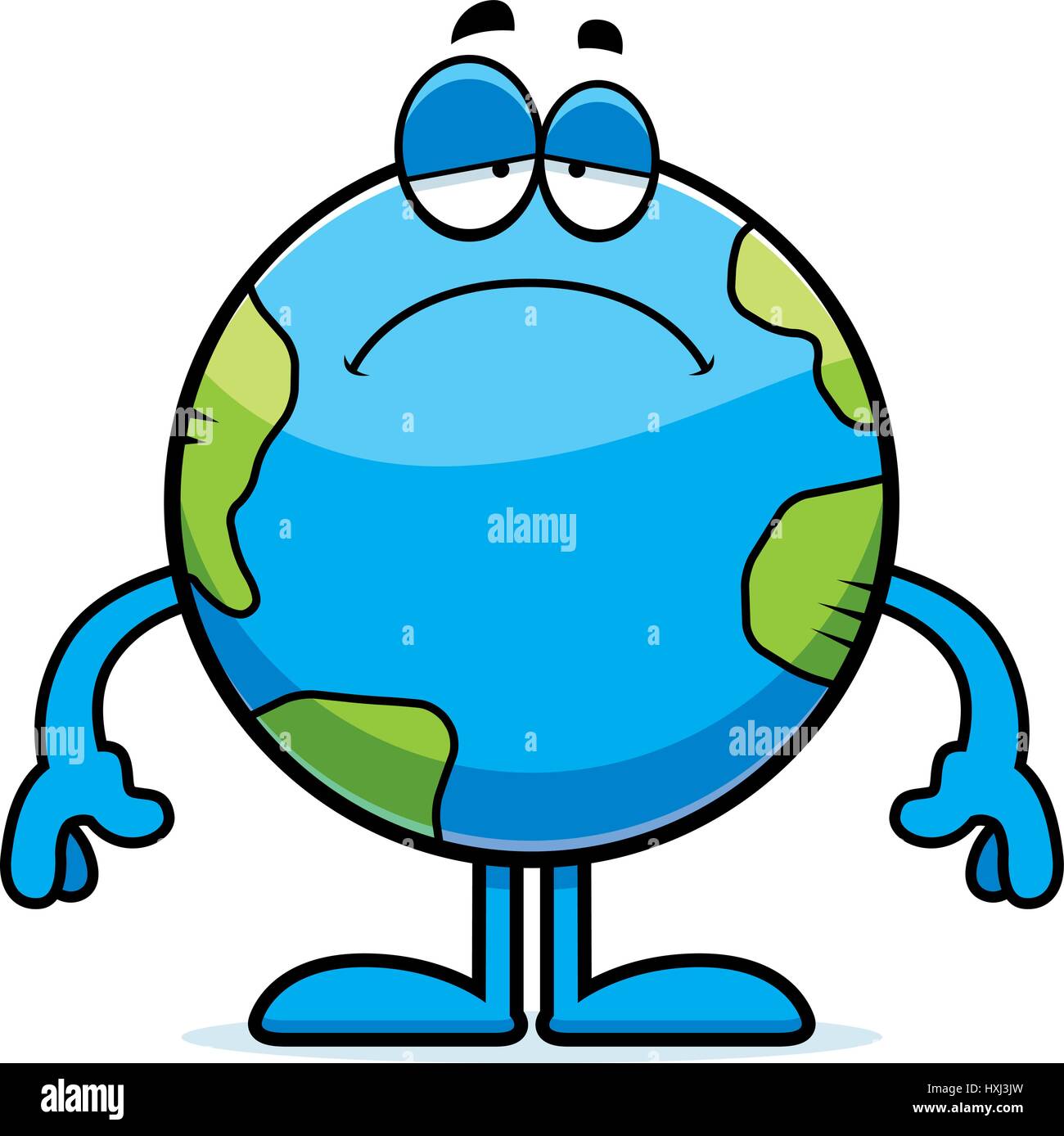 A cartoon illustration of the planet Earth looking sad Stock Vector ...