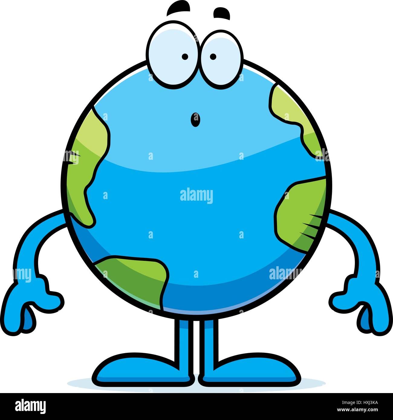 A cartoon illustration of the planet Earth looking surprised Stock ...