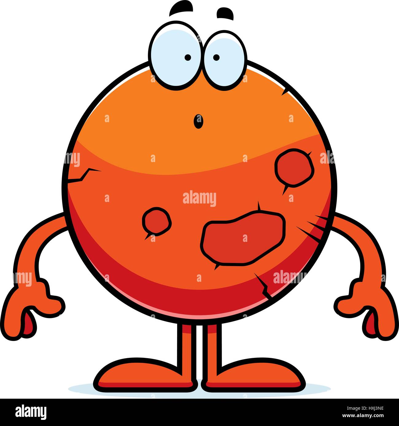 A cartoon illustration of the planet Mars looking surprised Stock ...