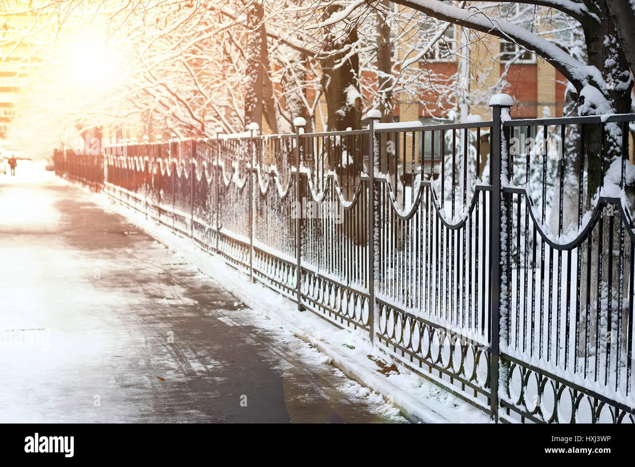 sidewalk along the fence Stock Photo - Alamy