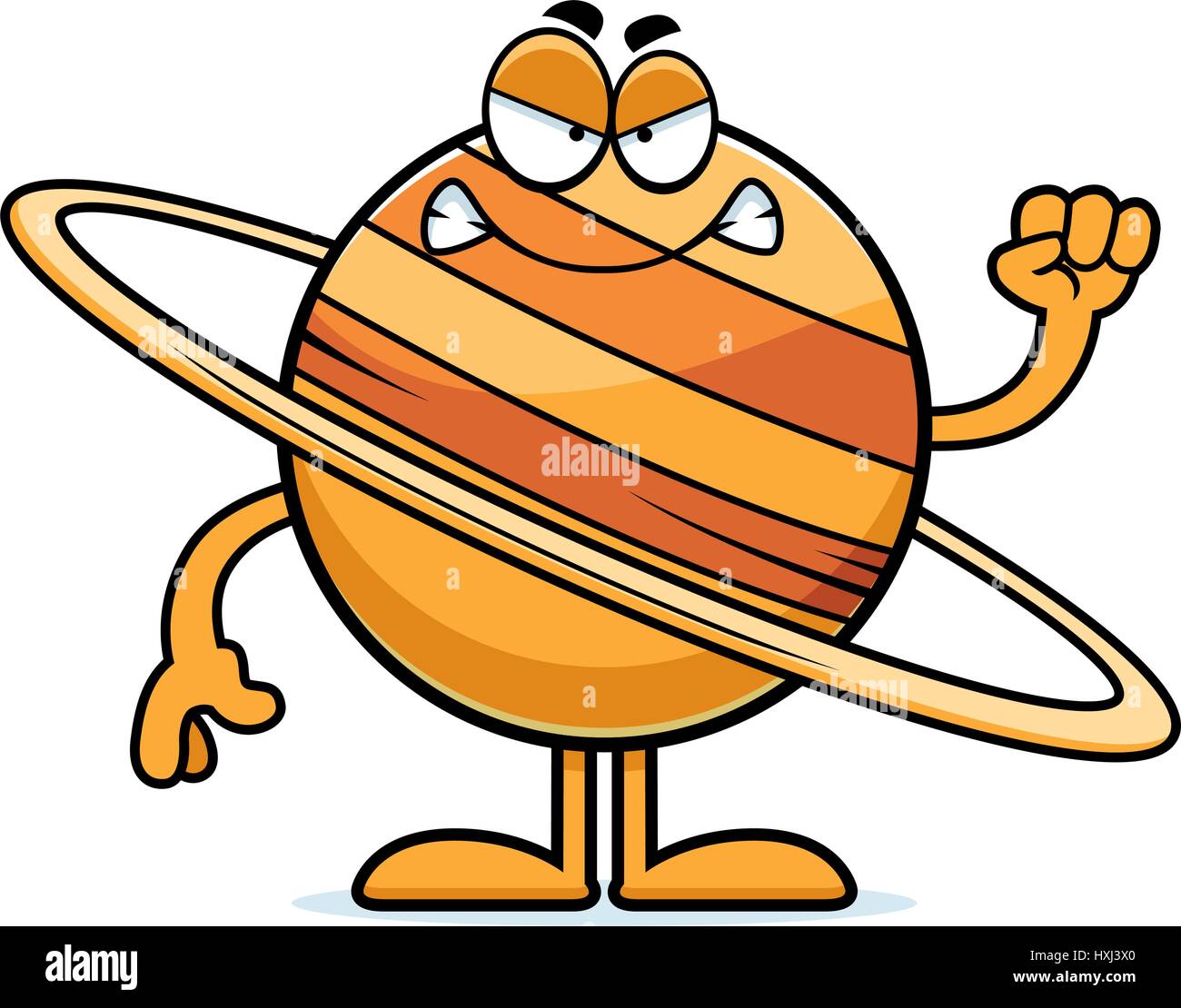 A cartoon illustration of the planet Saturn looking angry Stock Vector ...