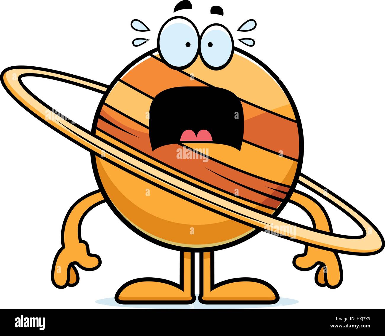 A cartoon illustration of the planet Saturn looking scared Stock Vector ...