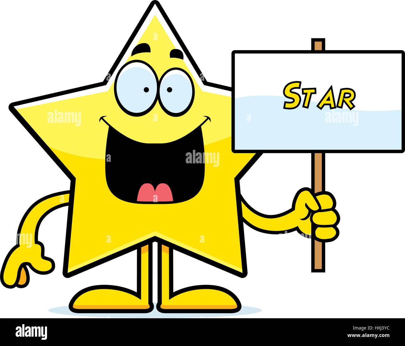 A cartoon illustration of a star holding a sign Stock Vector Image ...