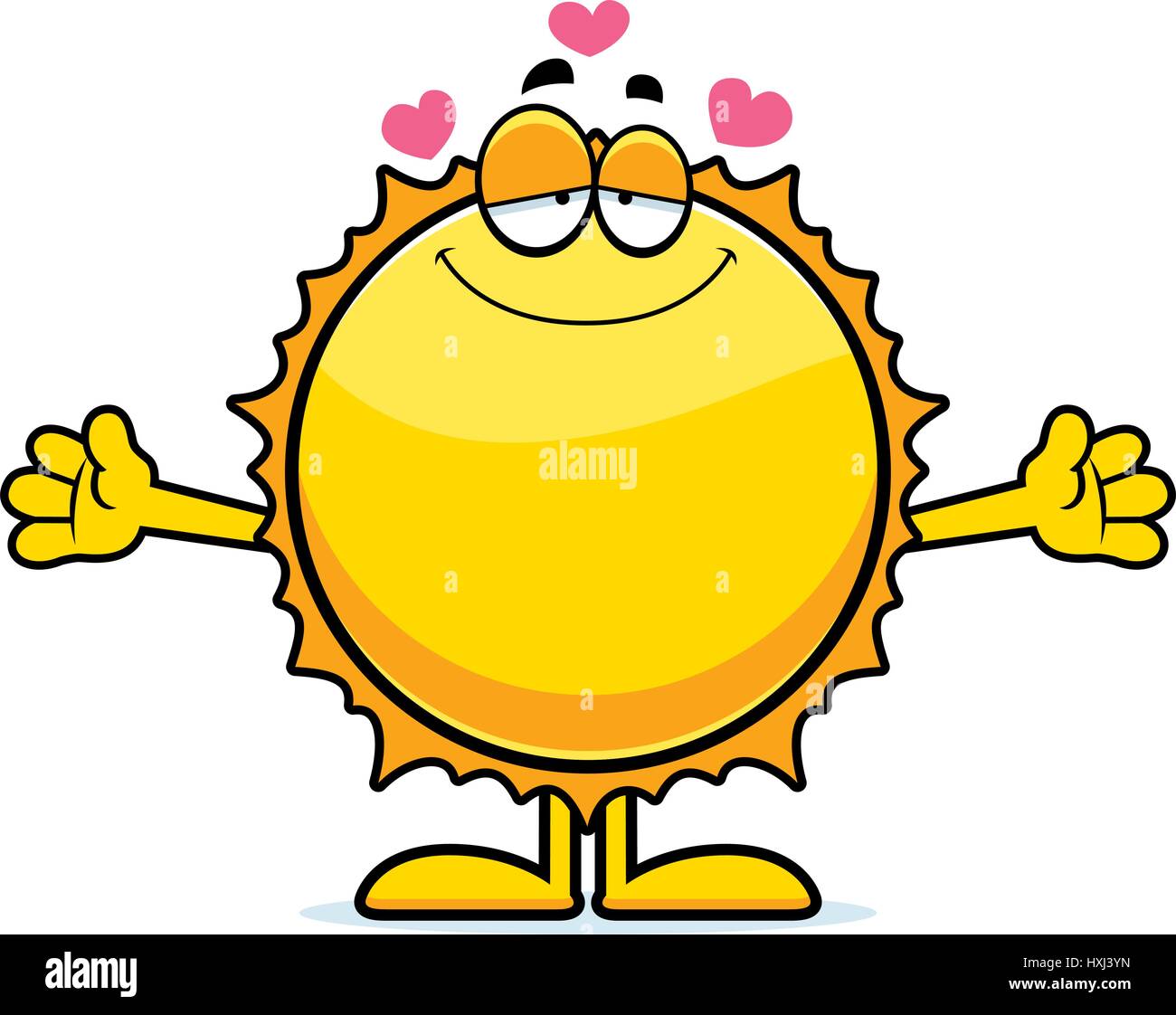 A cartoon illustration of the Sun ready to give a hug Stock Vector ...