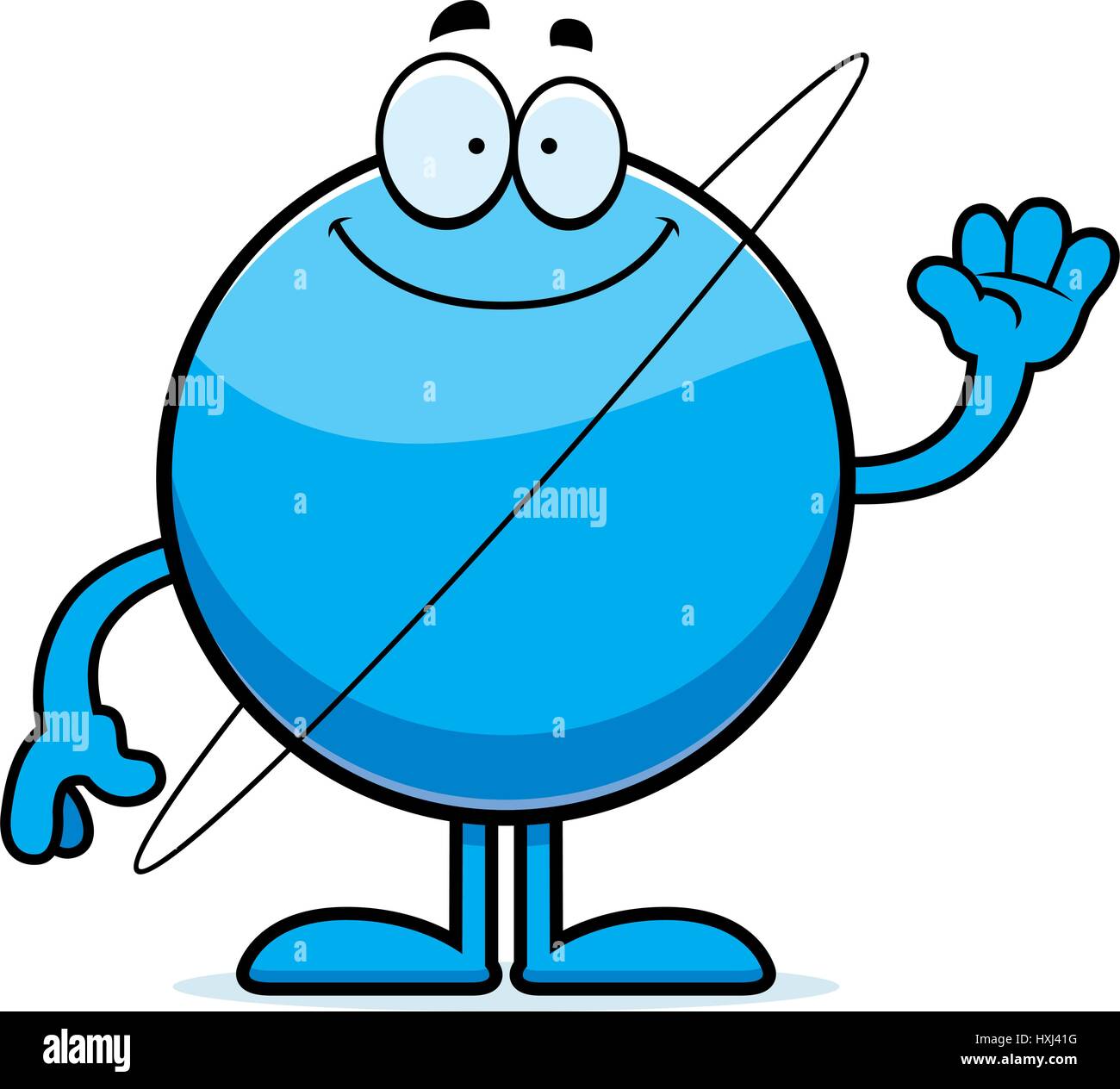 A cartoon illustration of the planet Uranus waving Stock Vector Image ...