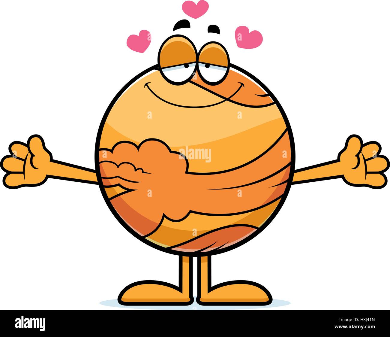 A cartoon illustration of the planet Venus ready to give a hug Stock ...