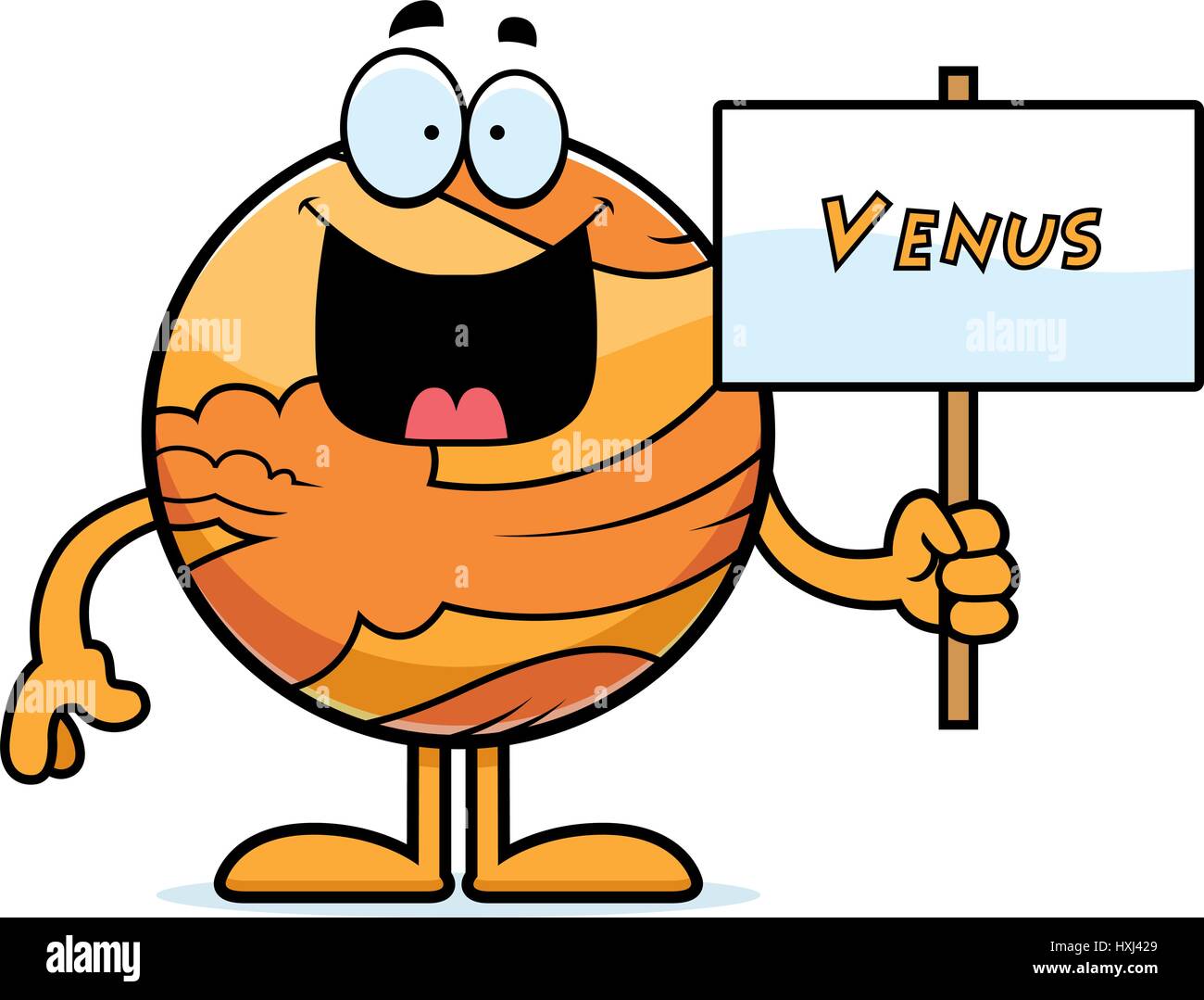 A cartoon illustration of the planet Venus holding a sign Stock Vector ...