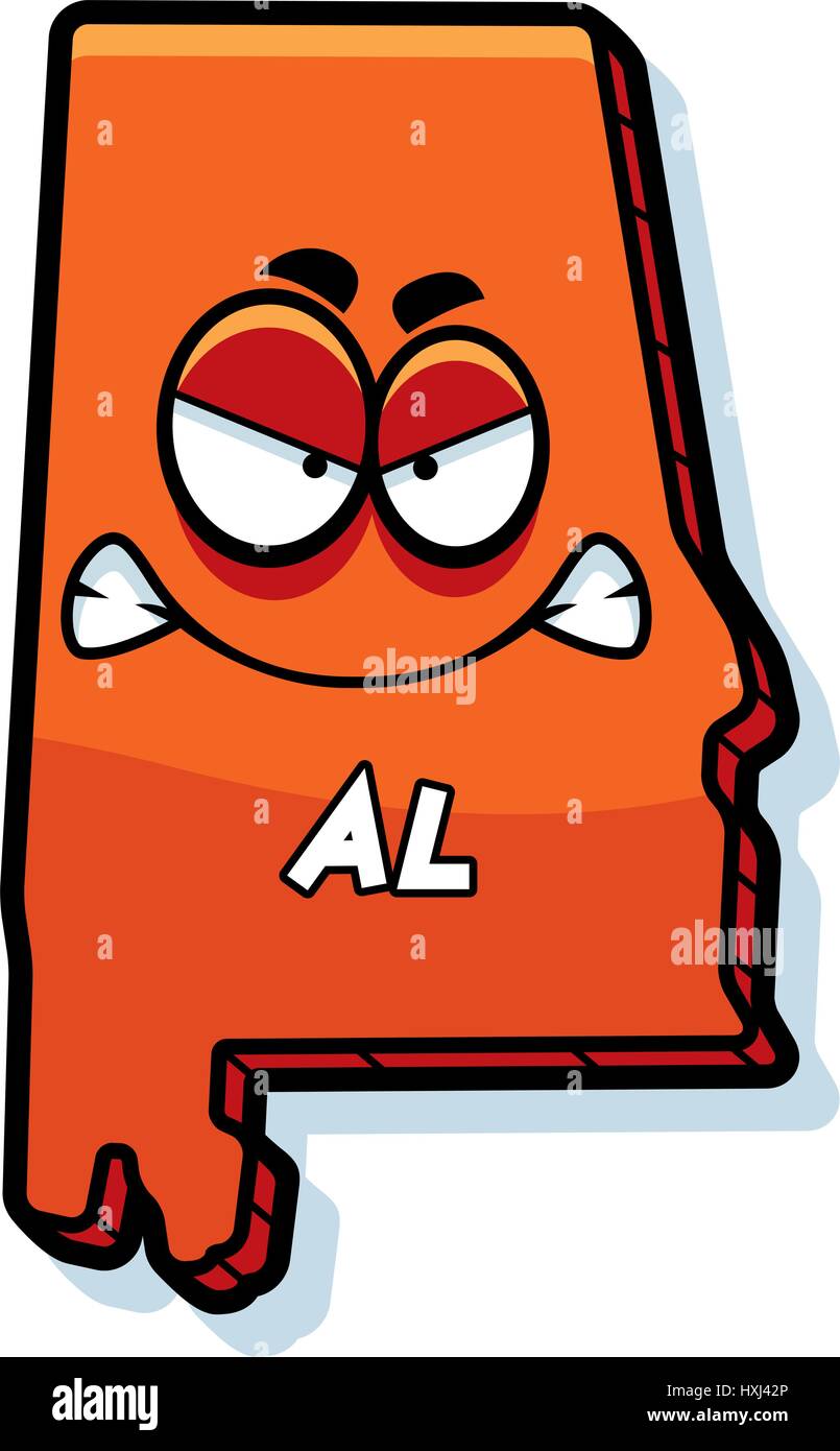 A cartoon illustration of the state of Alabama looking angry Stock ...