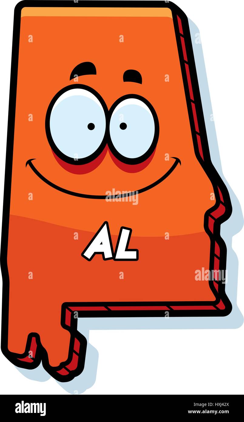 A cartoon illustration of the state of Alabama smiling Stock Vector ...