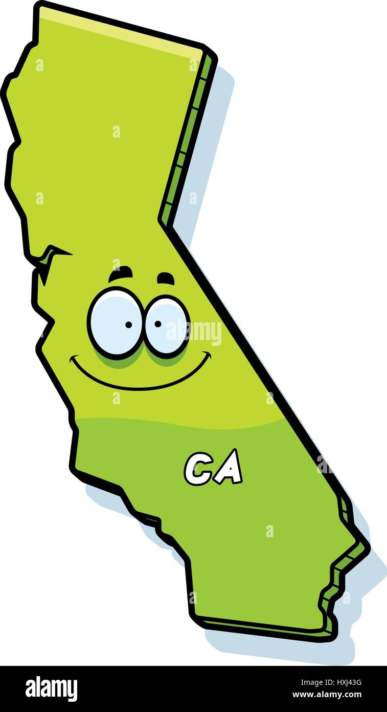 A cartoon illustration of the state of California smiling Stock Vector ...