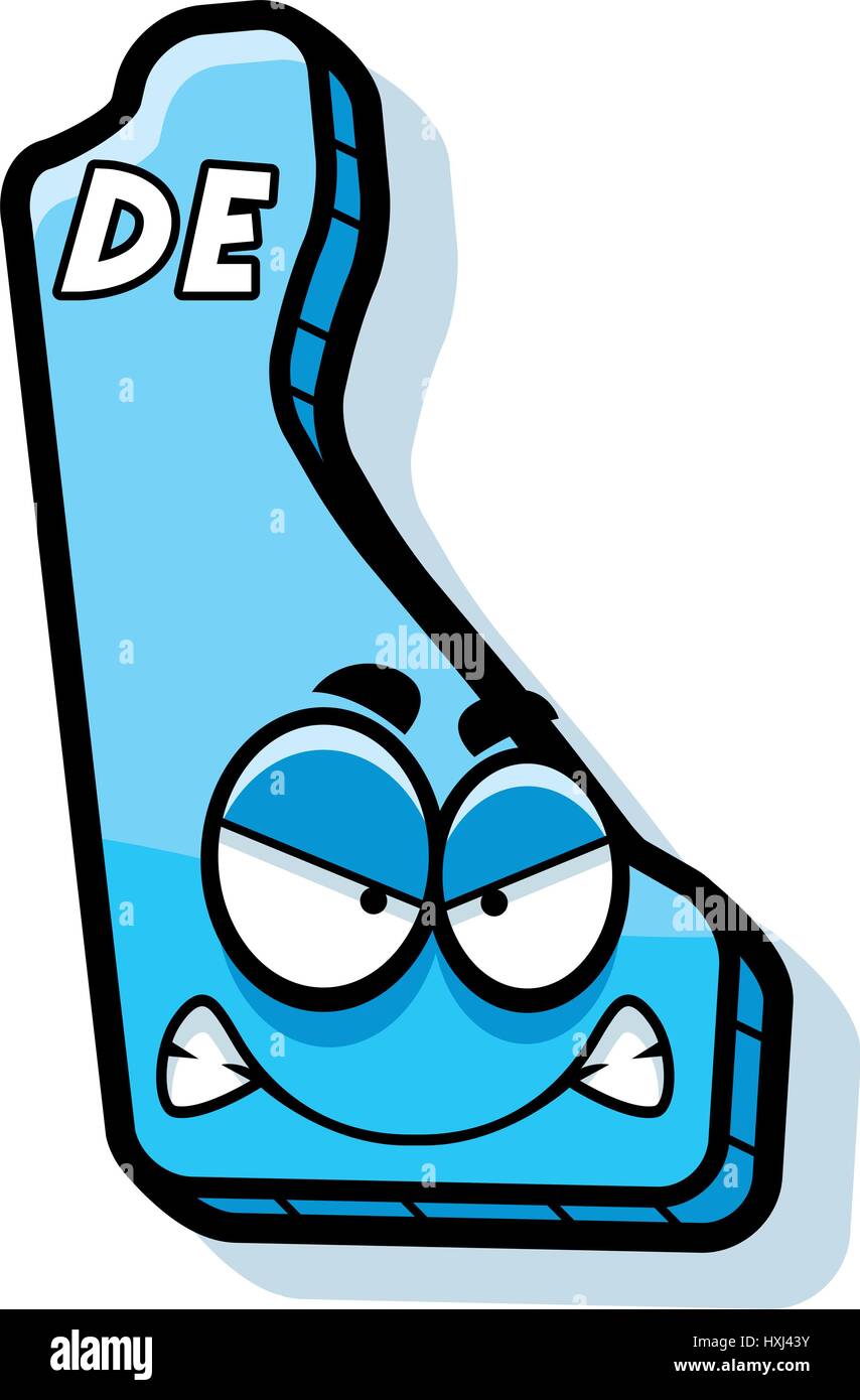 A cartoon illustration of the state of Delaware looking angry Stock ...