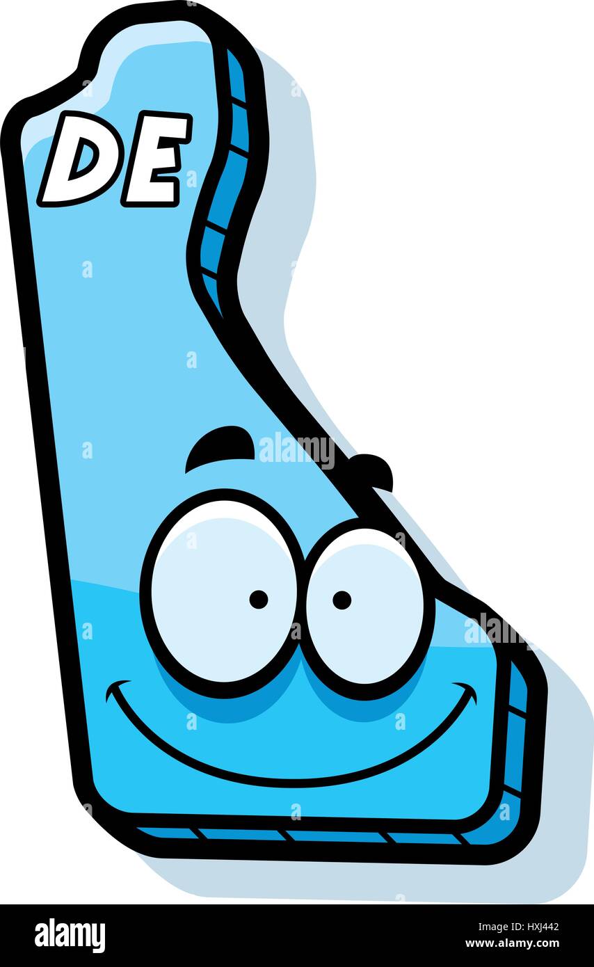 A cartoon illustration of the state of Delaware smiling Stock Vector ...