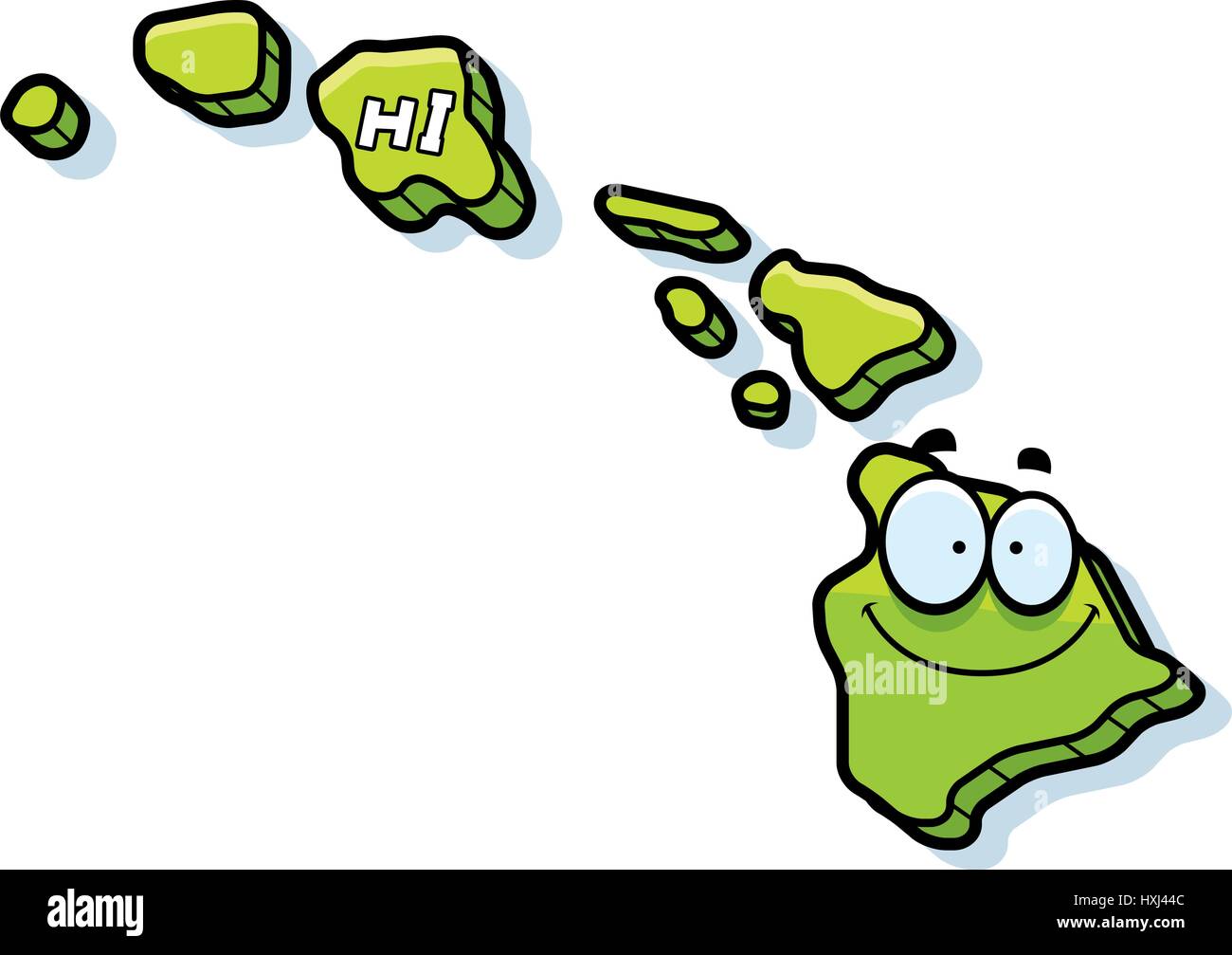 A cartoon illustration of the state of Hawaii smiling Stock Vector ...