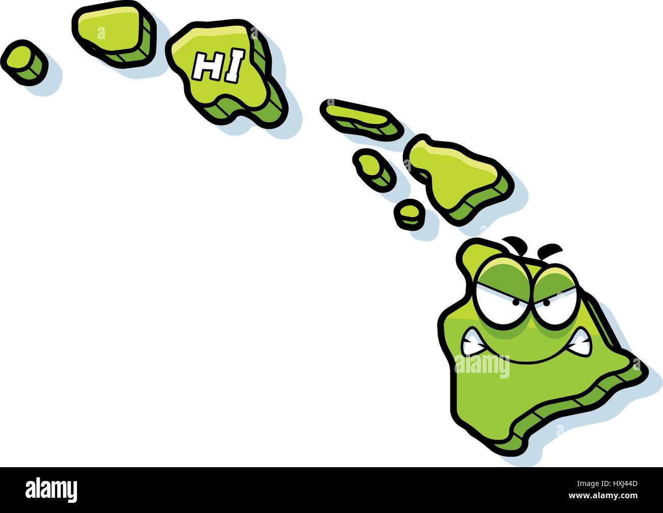 A cartoon illustration of the state of Hawaii looking angry Stock ...