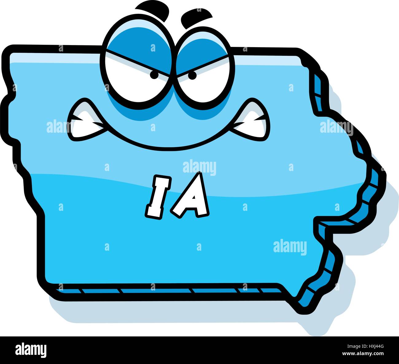 A cartoon illustration of the state of Iowa looking angry Stock Vector ...