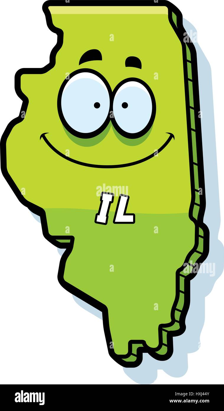 A cartoon illustration of the state of Illinois smiling Stock Vector ...