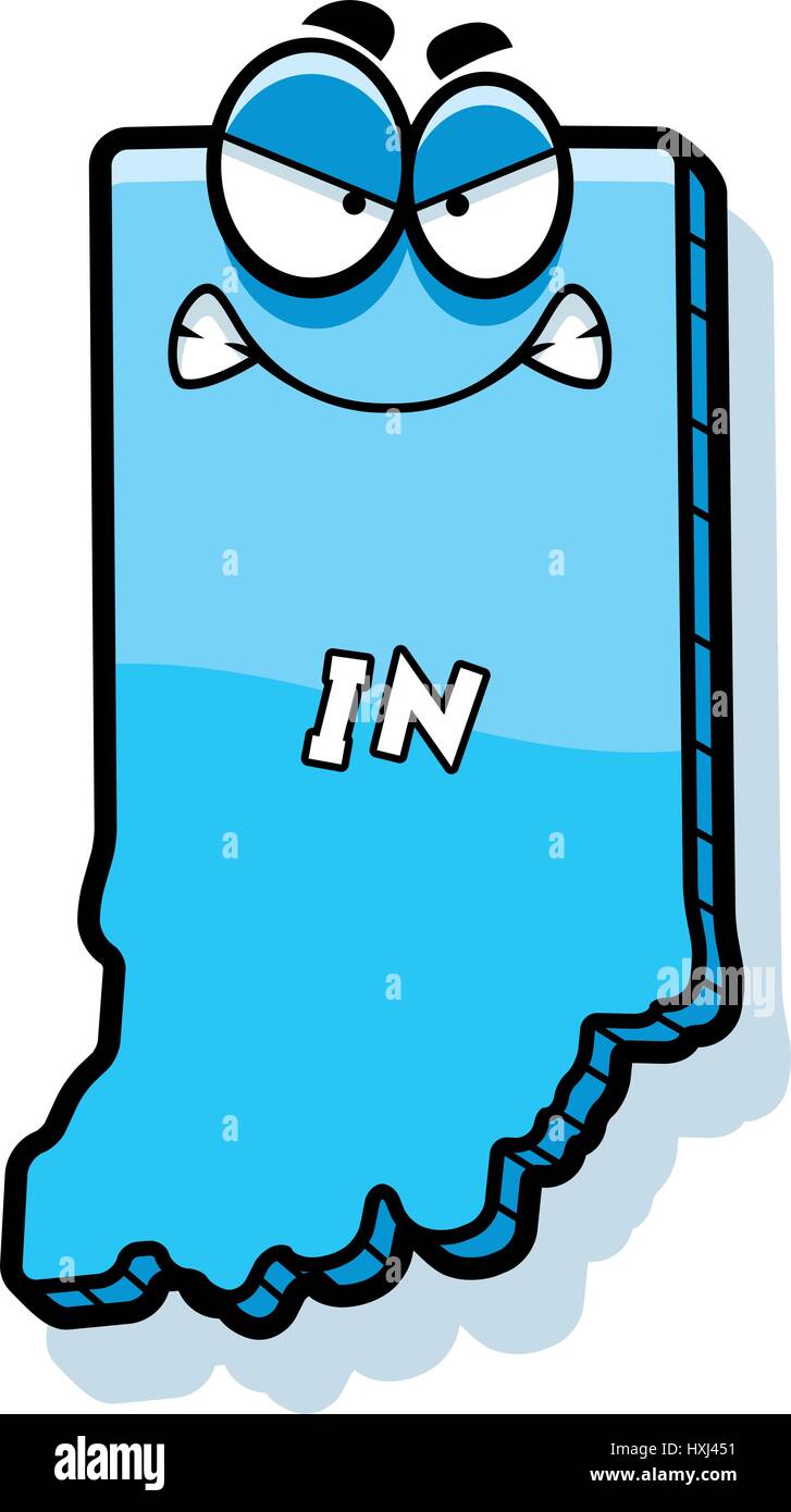 A cartoon illustration of the state of Indiana looking angry Stock ...