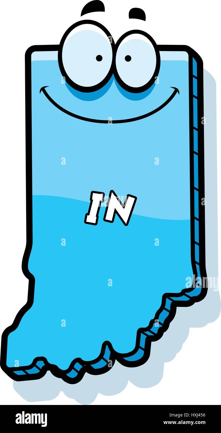 A cartoon illustration of the state of Indiana smiling Stock Vector ...