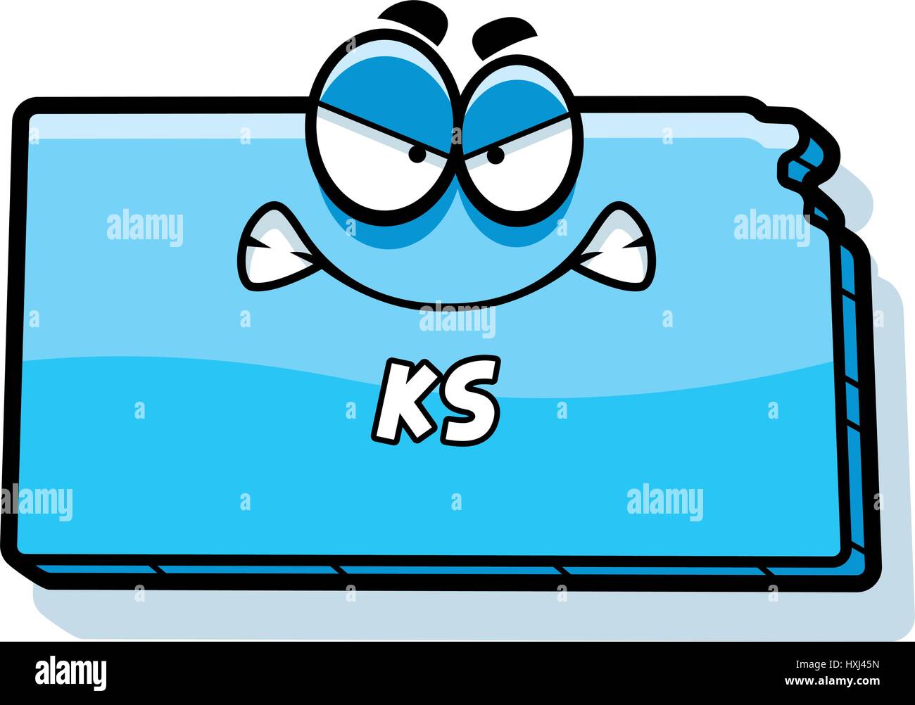 A cartoon illustration of the state of Kansas looking angry Stock ...