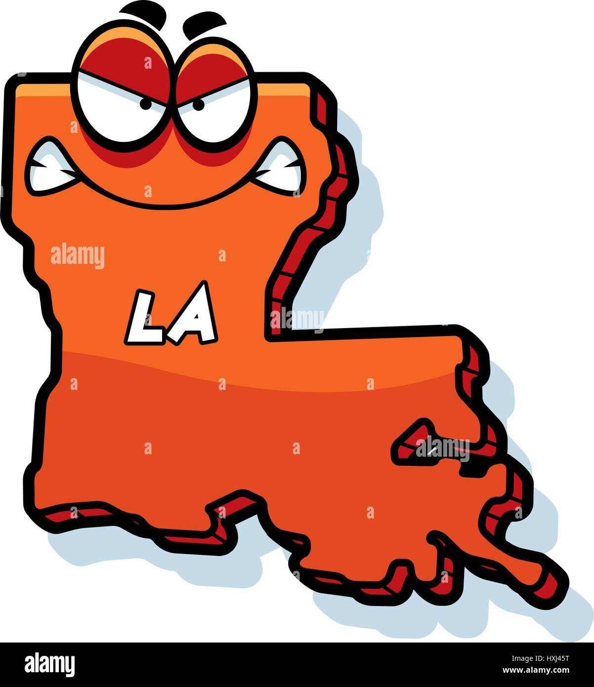 A cartoon illustration of the state of Louisiana looking angry Stock ...