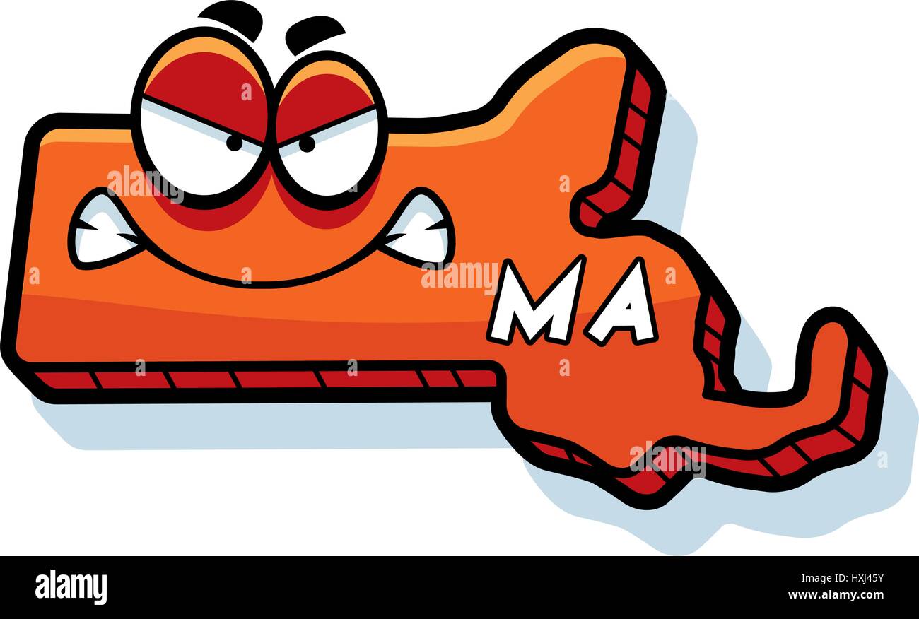 A cartoon illustration of the state of Massachusetts looking angry ...