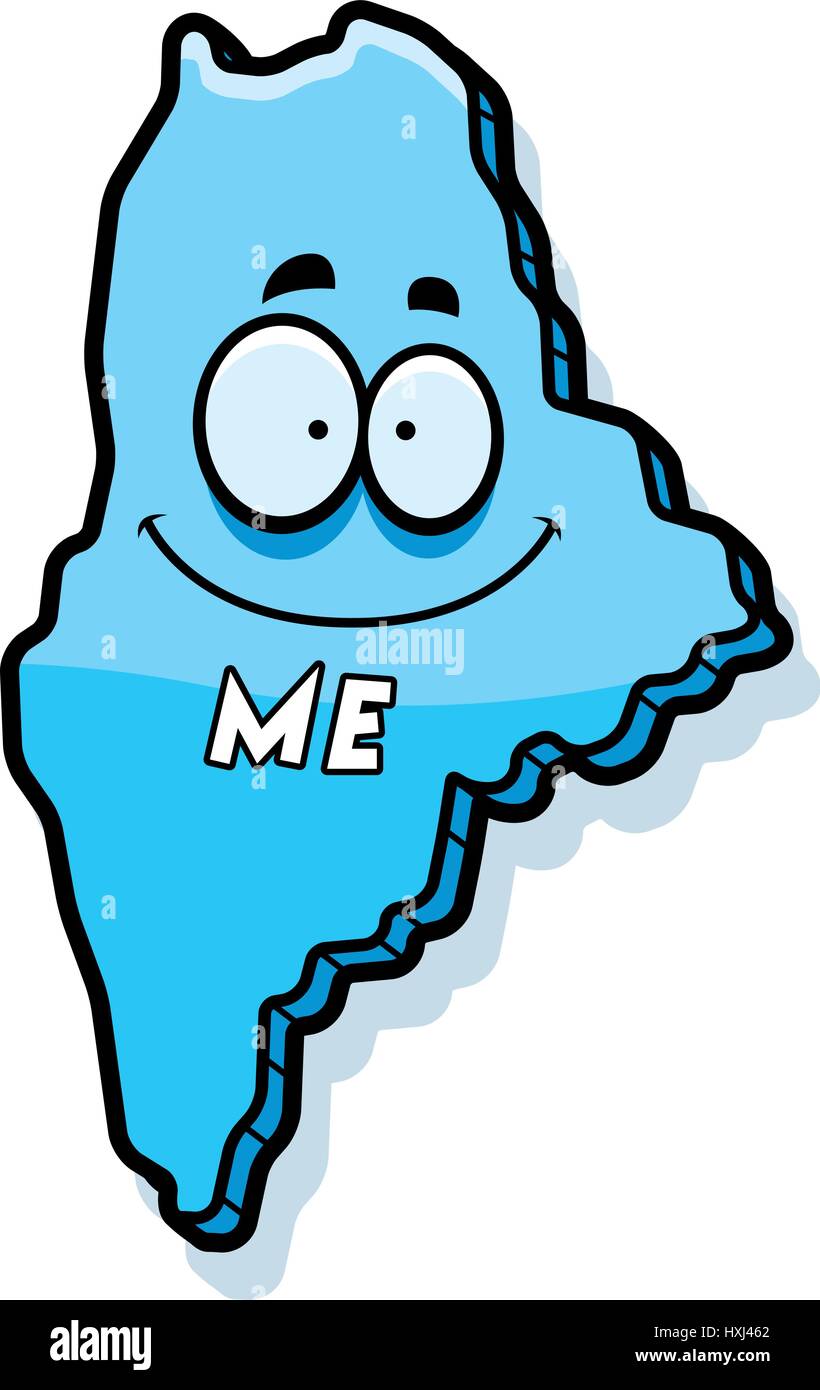 A cartoon illustration of the state of Maine smiling Stock Vector Image ...