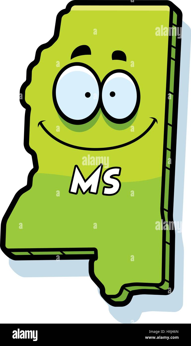 A cartoon illustration of the state of Mississippi smiling Stock Vector ...