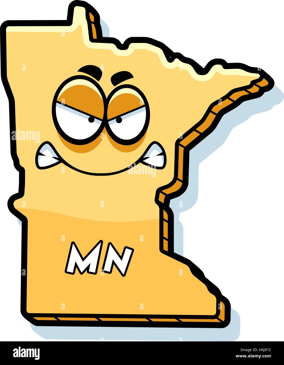 A cartoon illustration of the state of Minnesota looking angry Stock ...