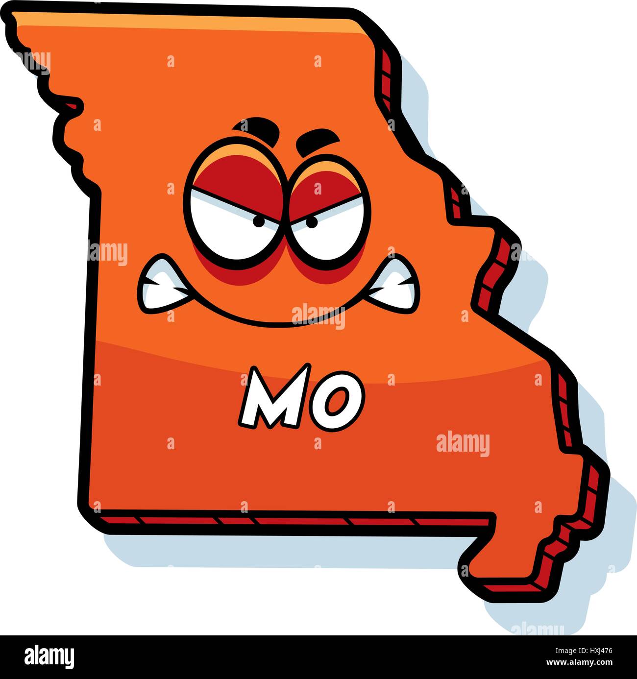 A cartoon illustration of the state of Missouri looking angry Stock ...