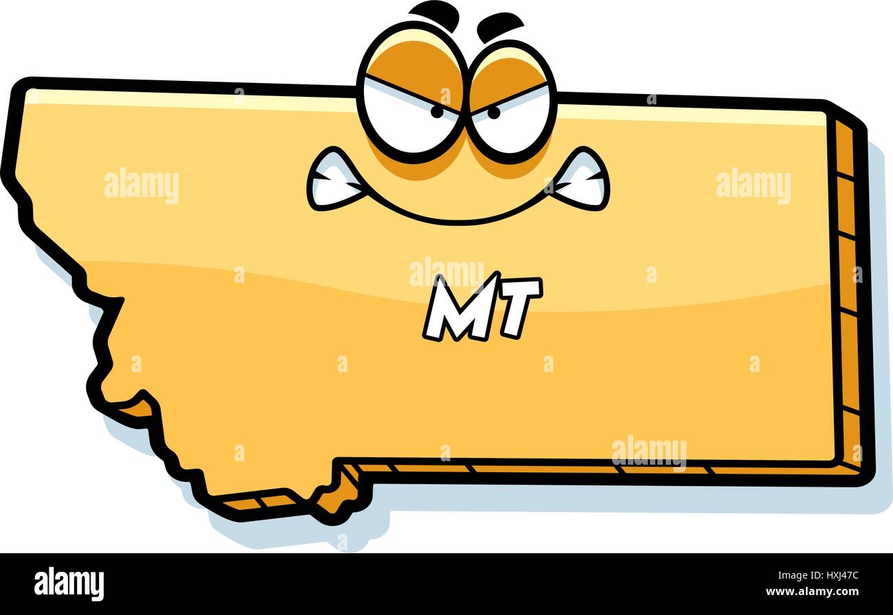 A cartoon illustration of the state of Montana looking angry Stock ...