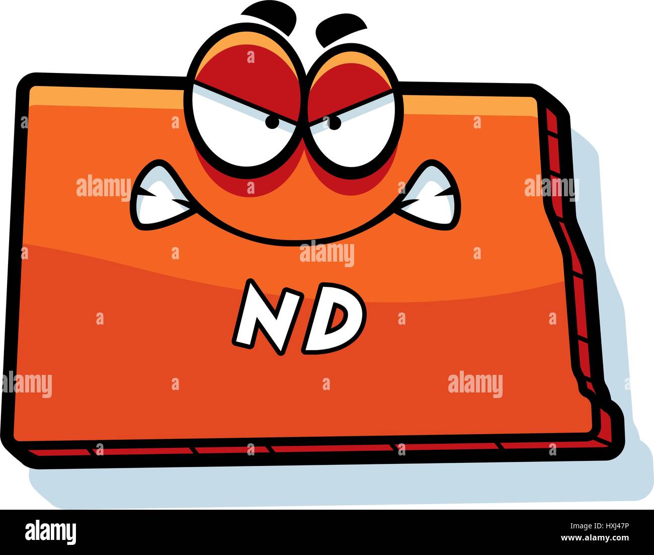 A cartoon illustration of the state of North Dakota looking angry Stock ...