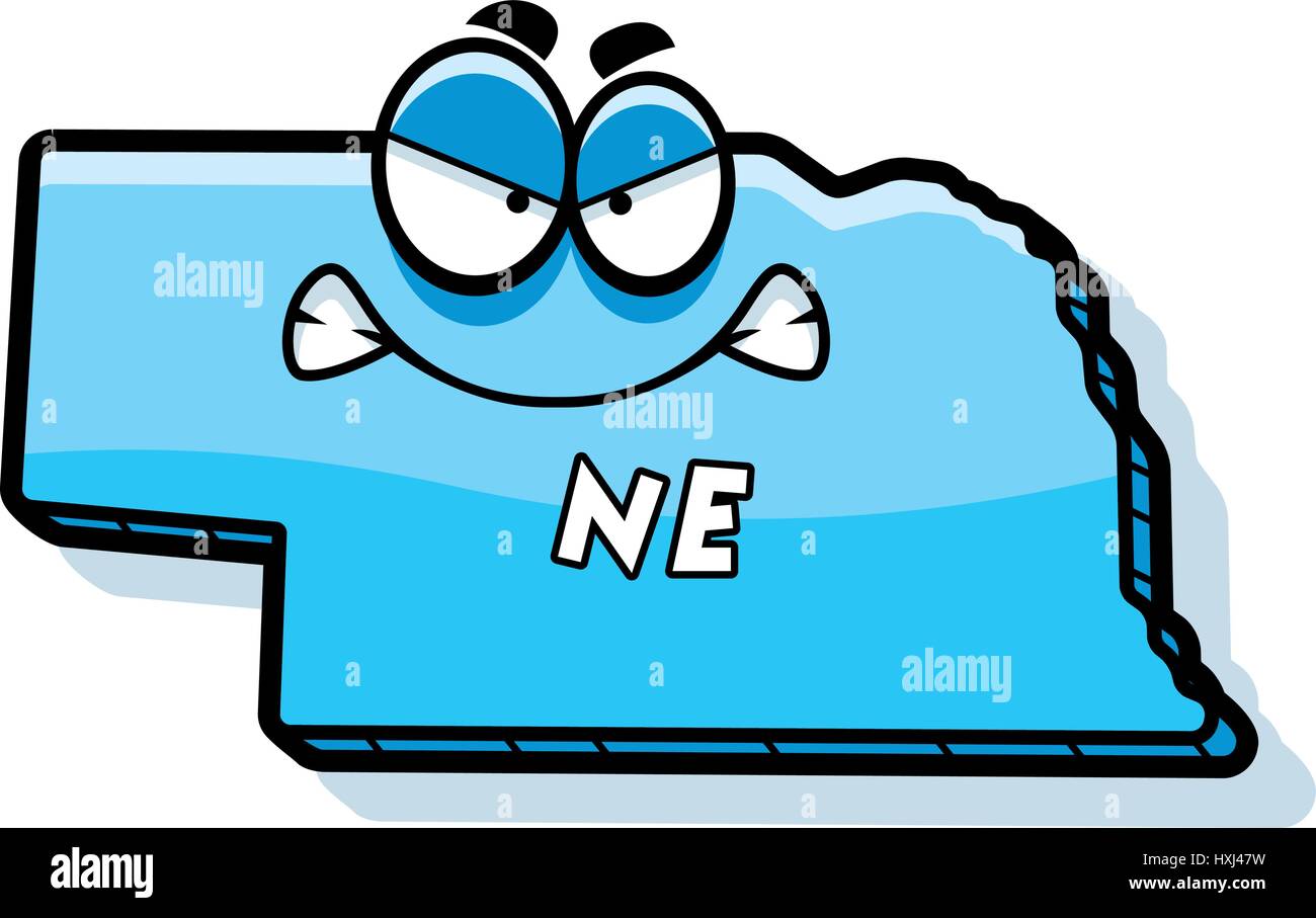 A cartoon illustration of the state of Nebraska looking angry Stock ...