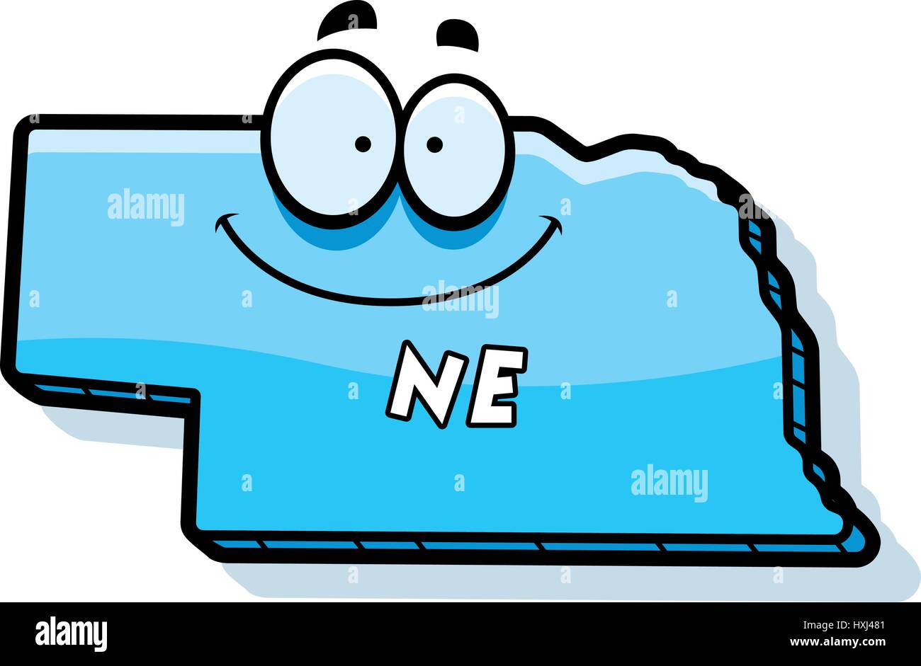 A cartoon illustration of the state of Nebraska smiling Stock Vector ...