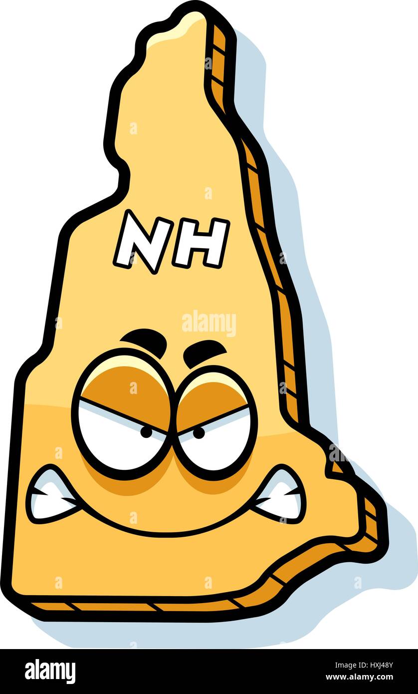 A cartoon illustration of the state of New Hampshire looking angry ...