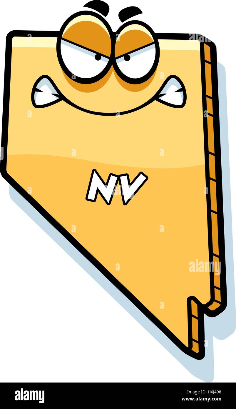 A cartoon illustration of the state of Nevada looking angry Stock ...