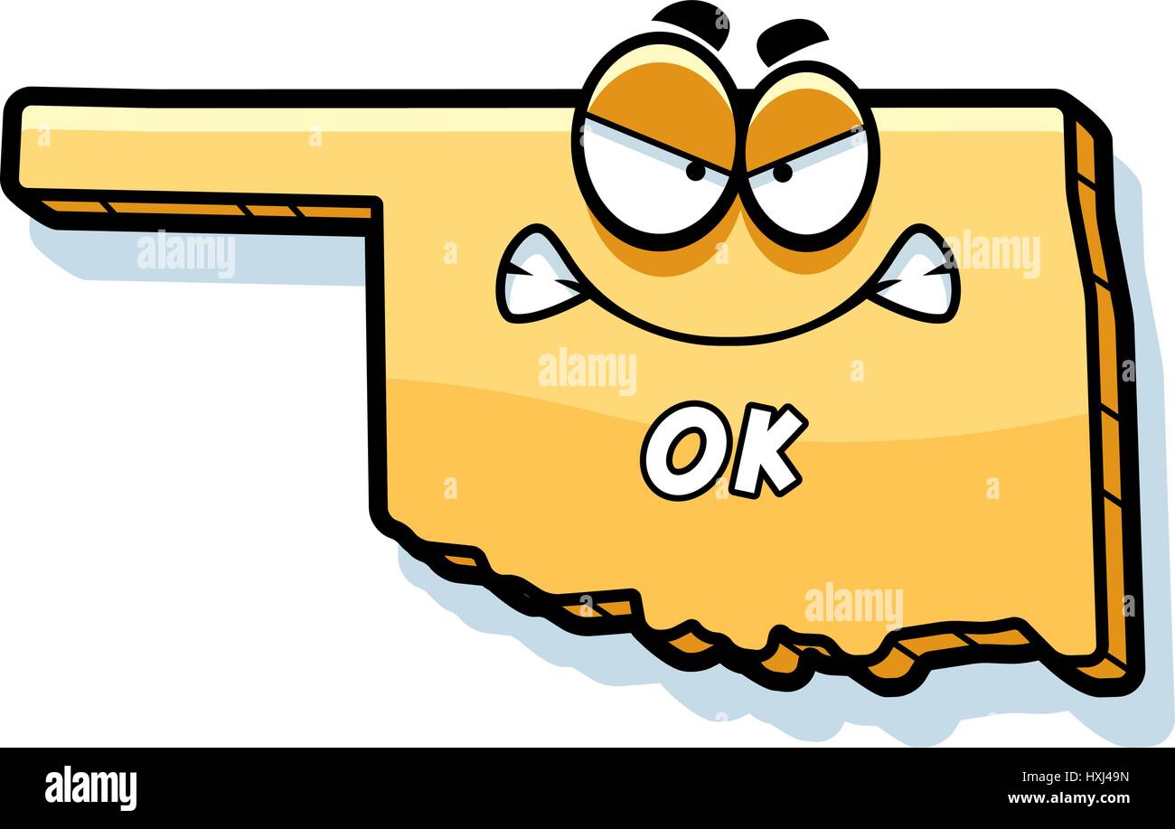A cartoon illustration of the state of Oklahoma looking angry Stock ...