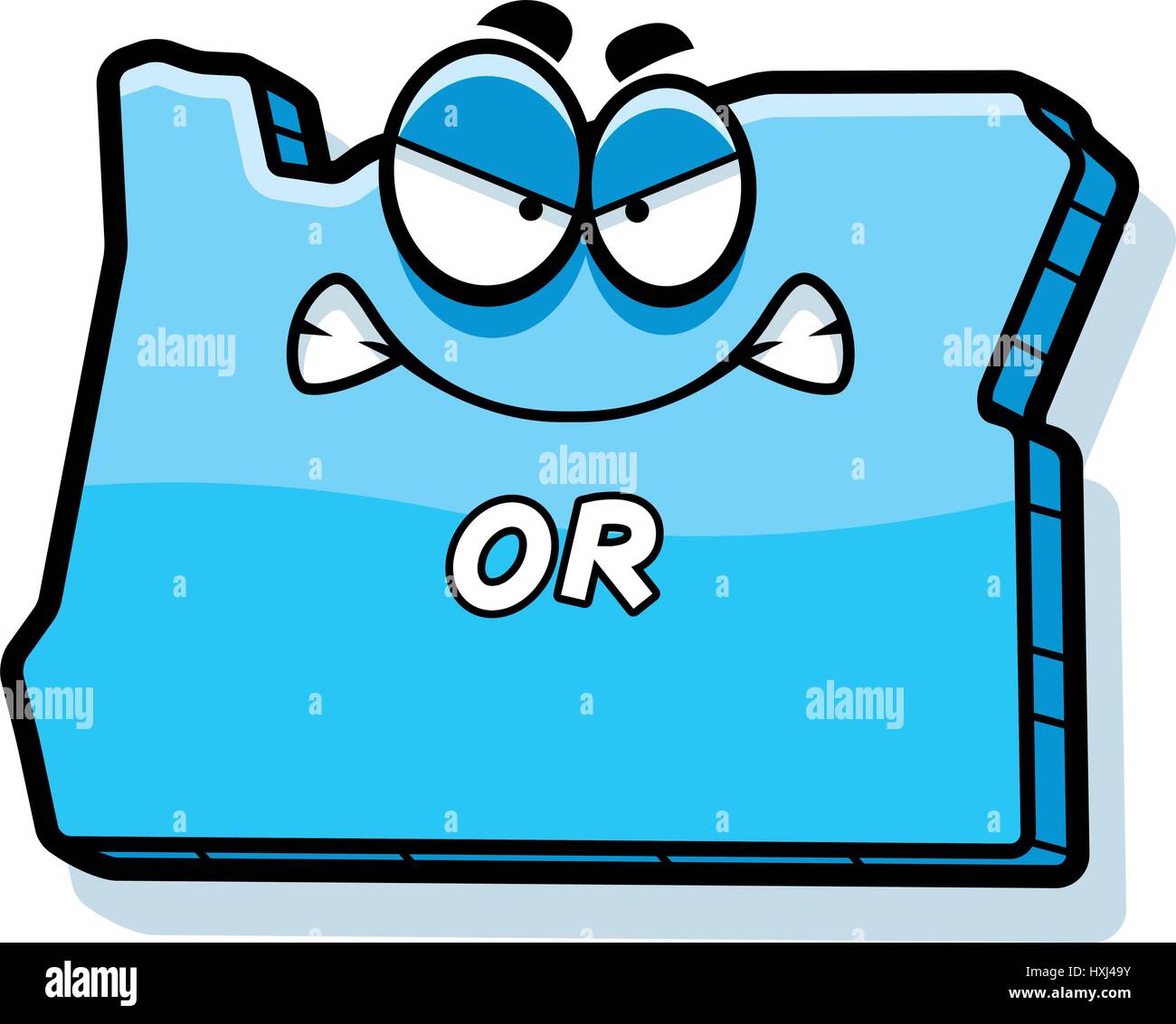 A cartoon illustration of the state of Oregon looking angry Stock ...