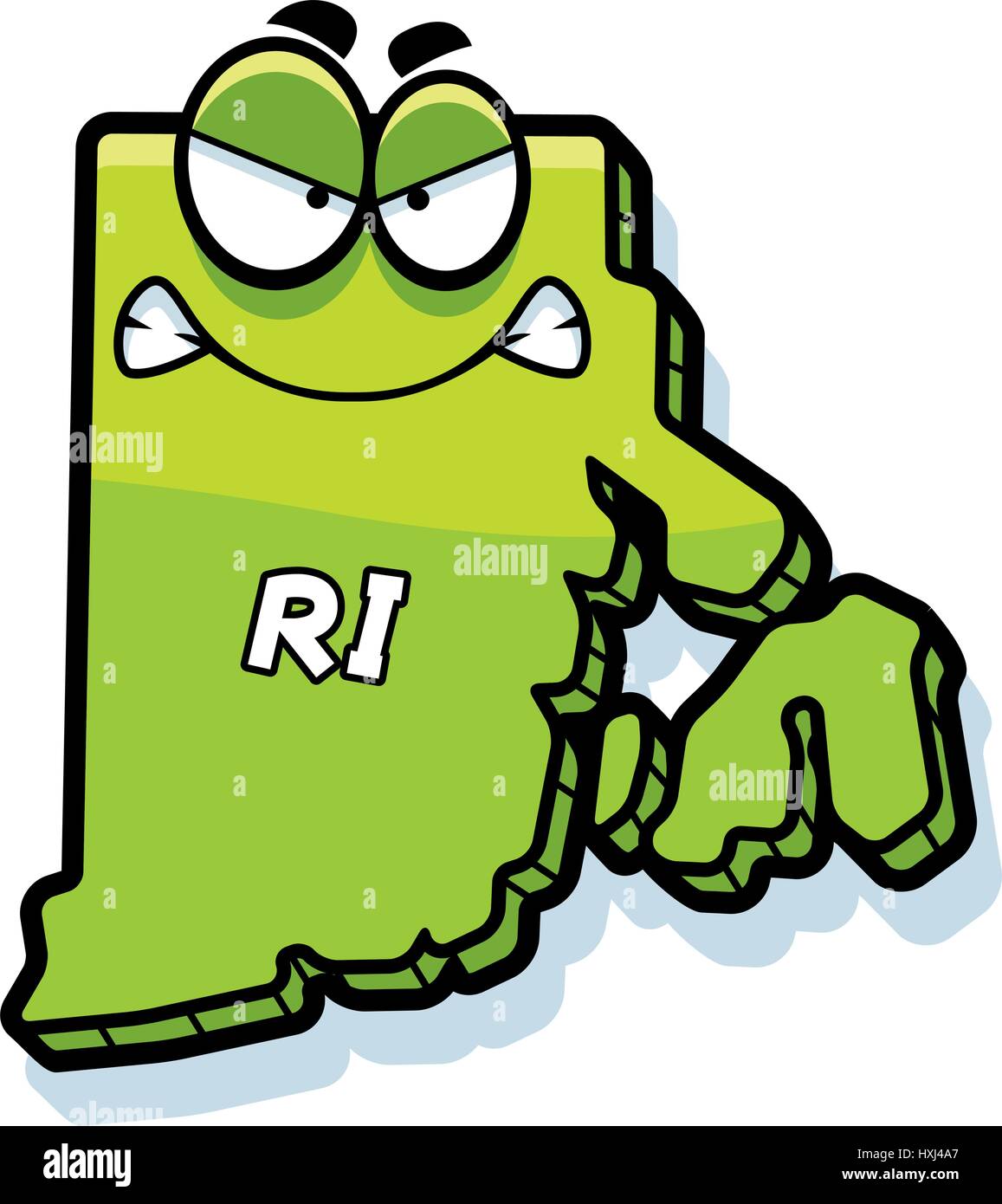 A cartoon illustration of the state of Rhode Island looking angry Stock ...