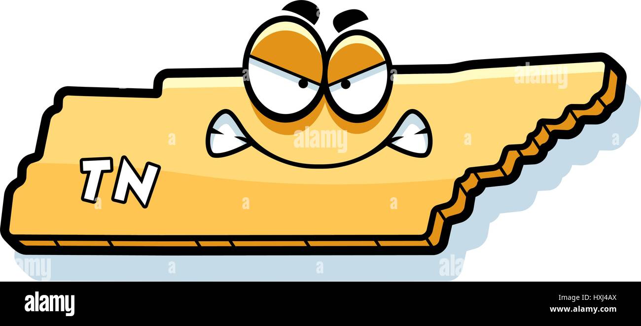 A cartoon illustration of the state of Tennessee looking angry Stock ...