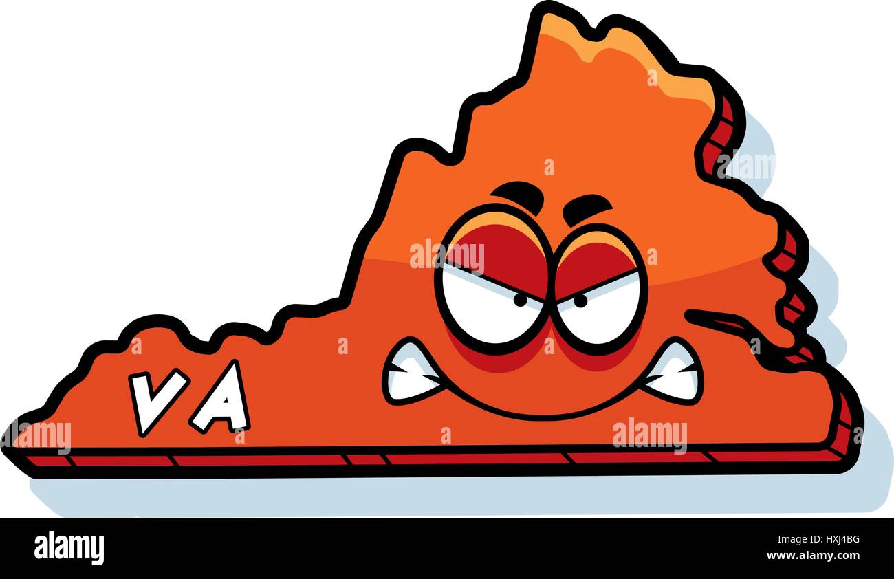 A cartoon illustration of the state of Virgina looking angry Stock ...