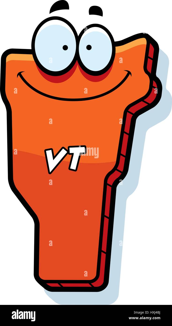 A cartoon illustration of the state of Vermont smiling Stock Vector ...
